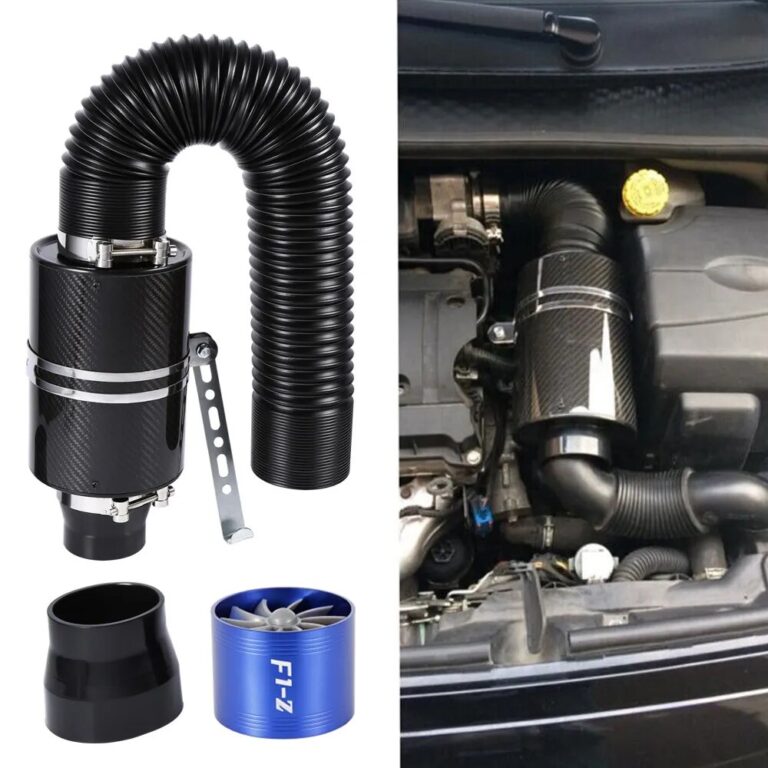 1 Set Universal 3 inch Carbon Fibre Cold Air Filter Car Feed Enclosed ...